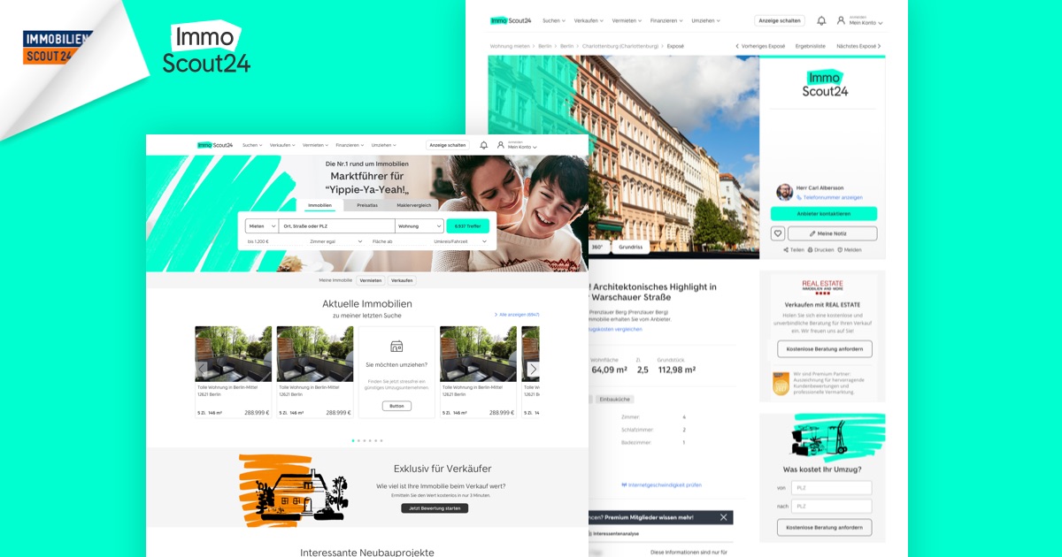 Online-Plattform von ImmoScout24 mit neuem Marken-Design und ...