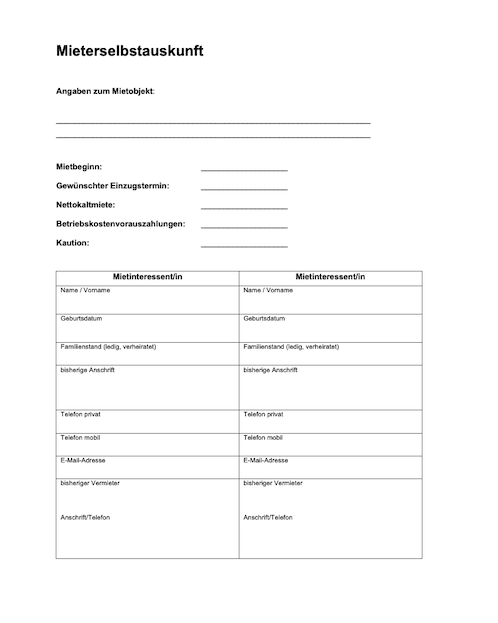 Mieterselbstauskunft » Kostenlose Vor­la­ge als PDF 2023 - ImmoScout24